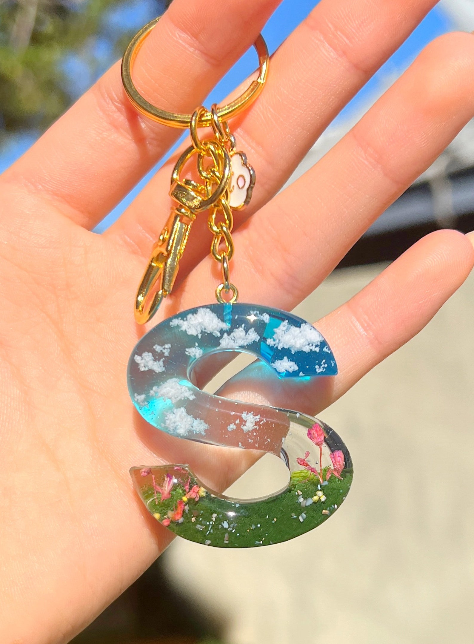 Personalized Initial Keychain Cloud Keyring Initial | Etsy