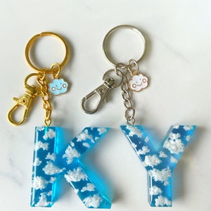 Cloud Keychain, Resin Handmade Custom Keychains, Initial Keyring - Etsy
