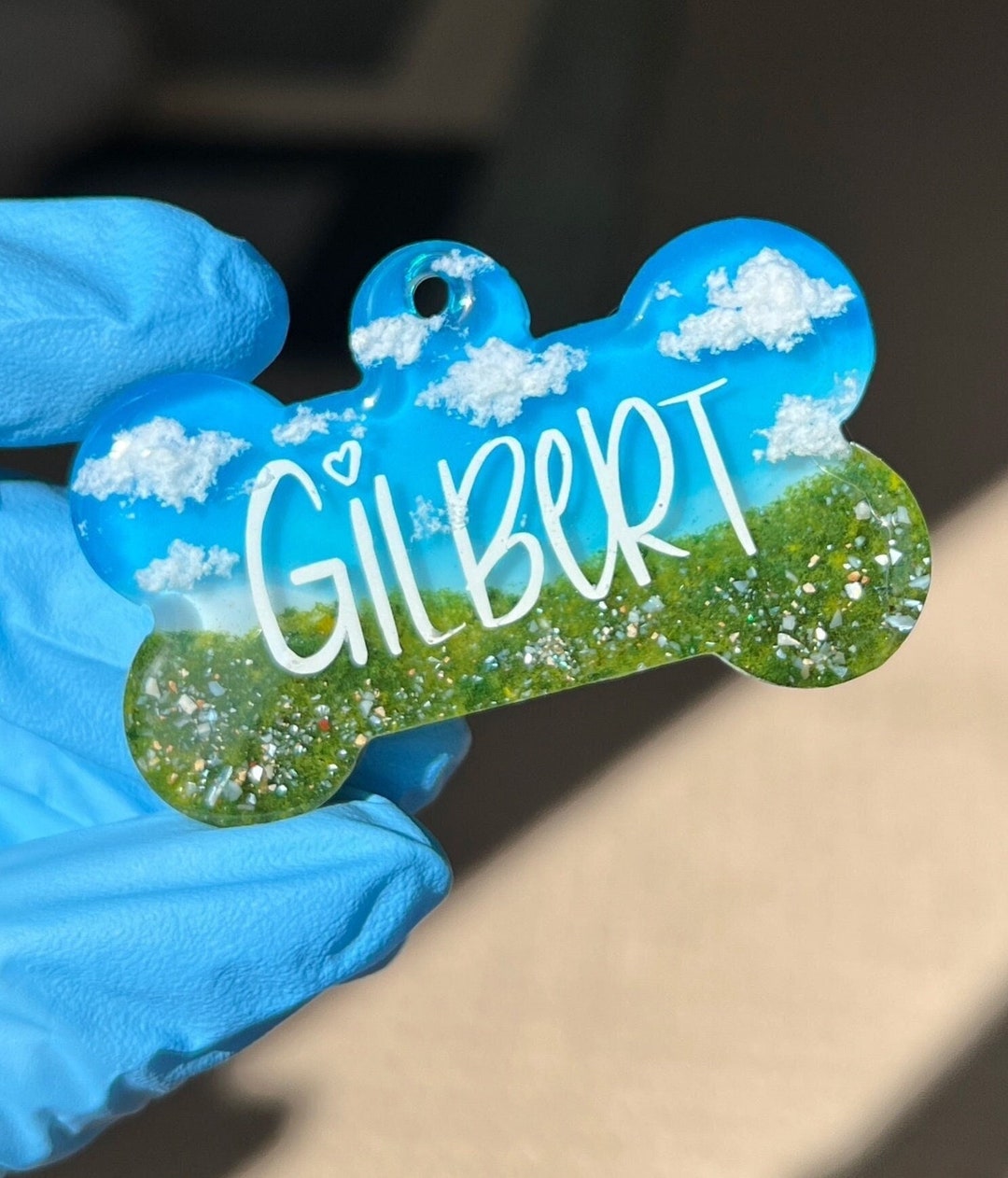 Flower Field Dog Tag Personalized Dog Tags Resin Pet Tag - Etsy