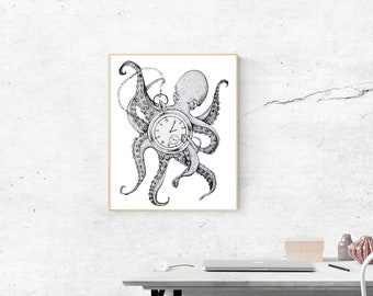 Octopus Wall Clock - Etsy