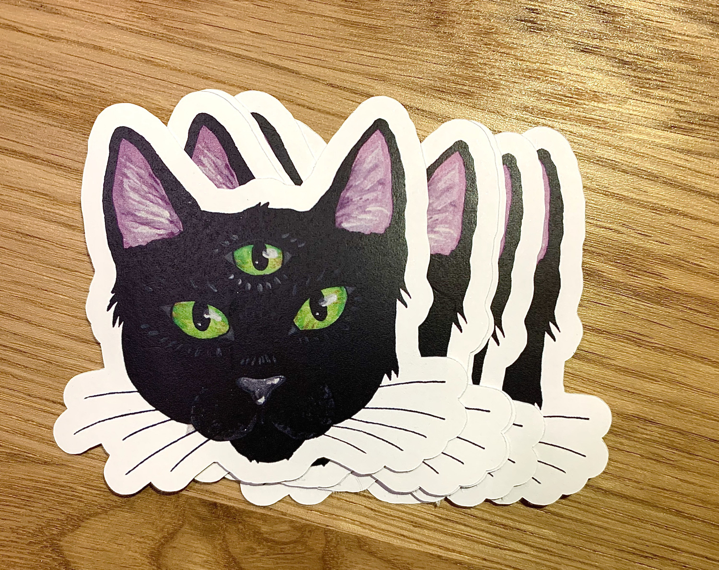 Glossy Waterproof Three Eyed Cat Sticker Black Cat Psychic - Etsy