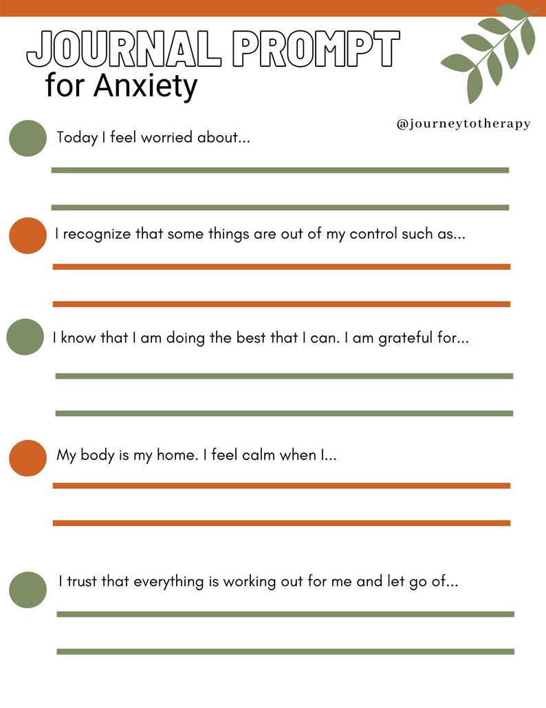 Anxiety Journal Prompt - Etsy