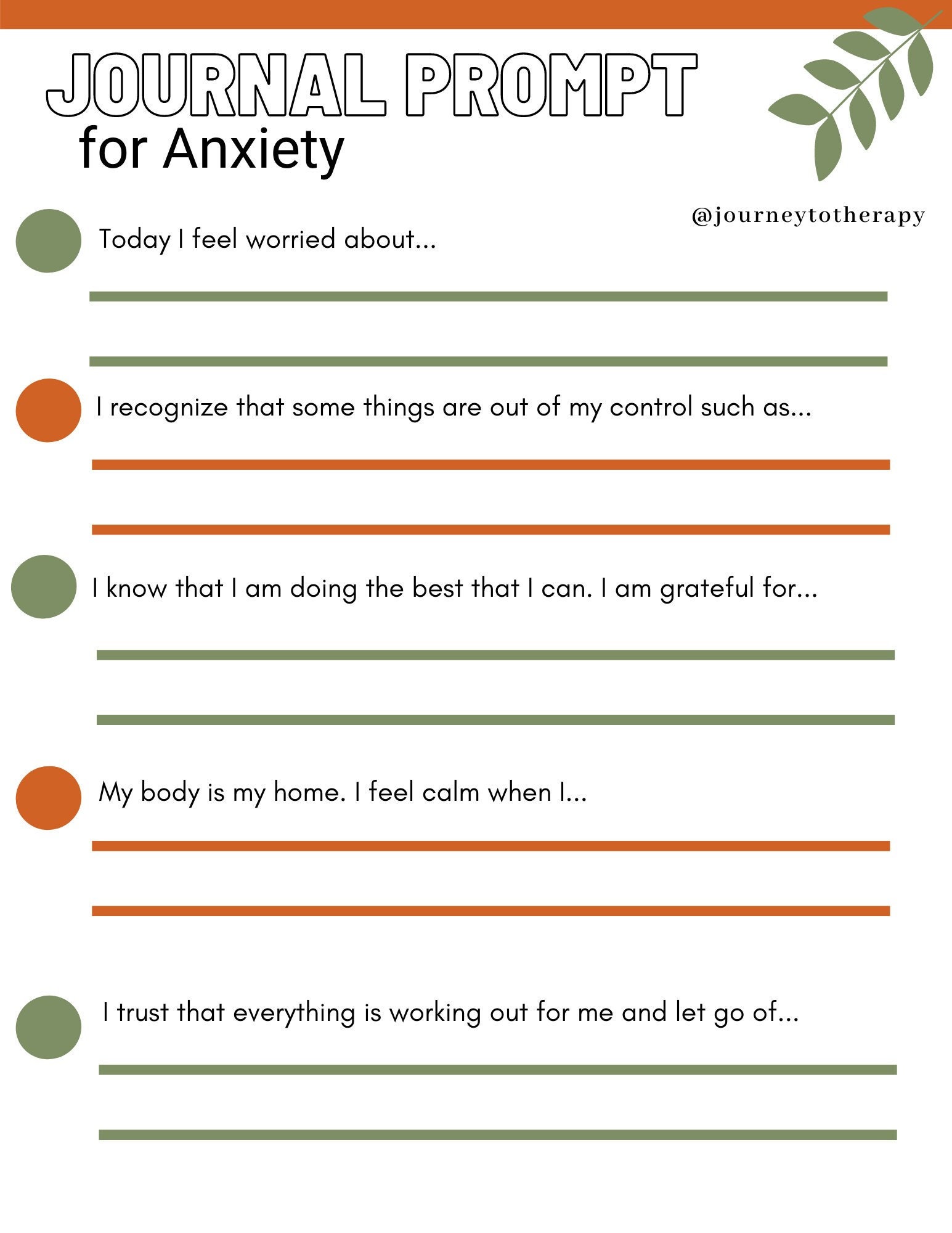 Anxiety Journal Prompt - Etsy