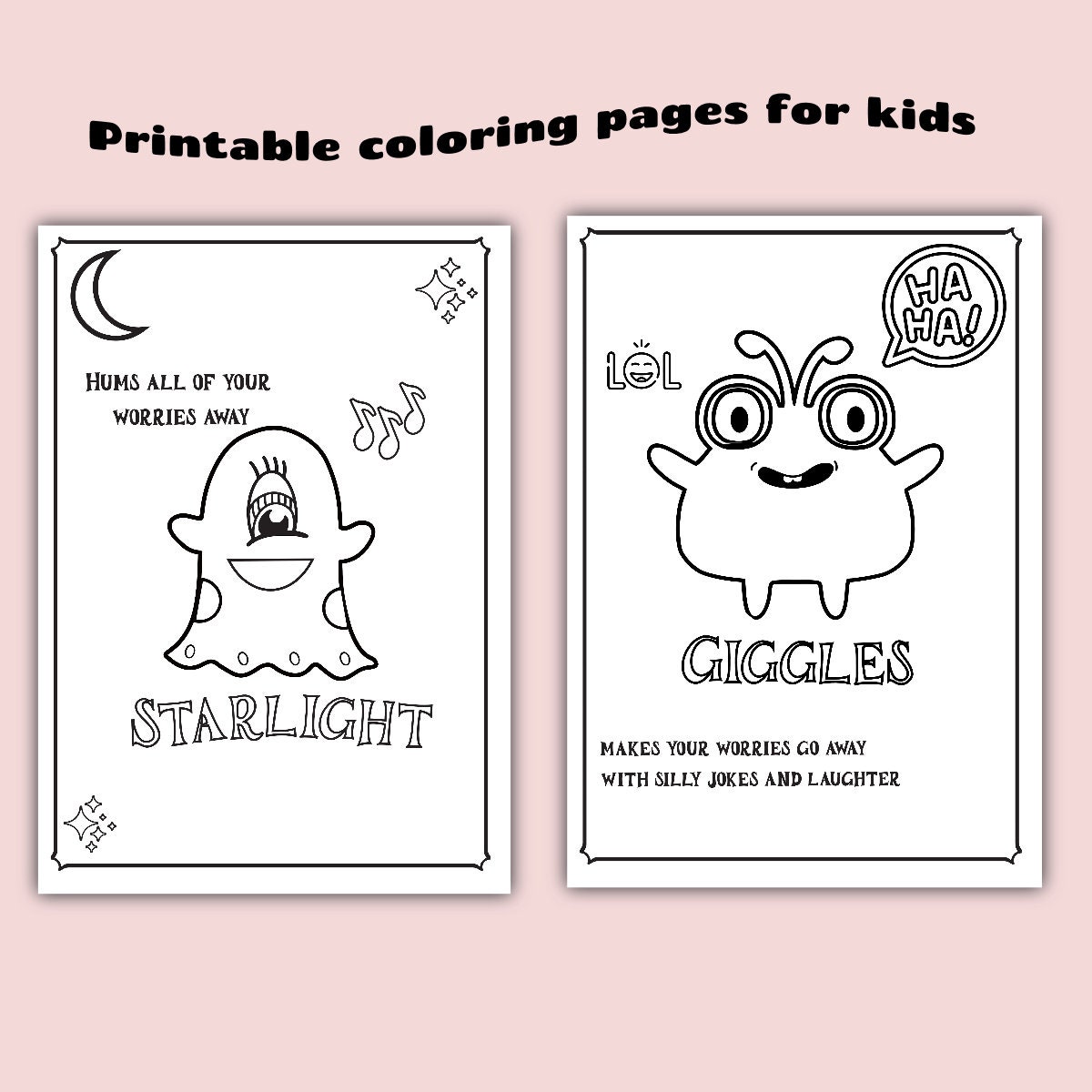 Mental Health Monsters, Coloring Pages for Kids and Children, Art ...