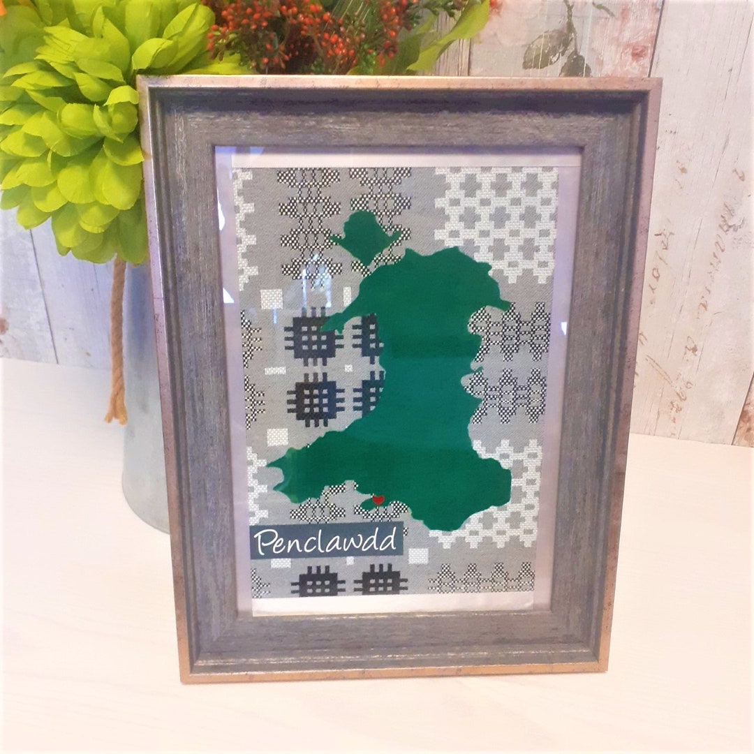Personalised Map of Wales Frame With Welsh Tapestry Style Fabric - 5 ...