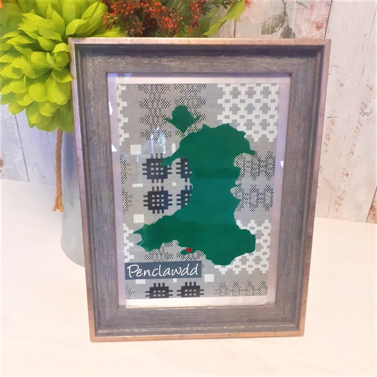 Personalised Map of Wales Frame With Welsh Tapestry Style | Etsy UK