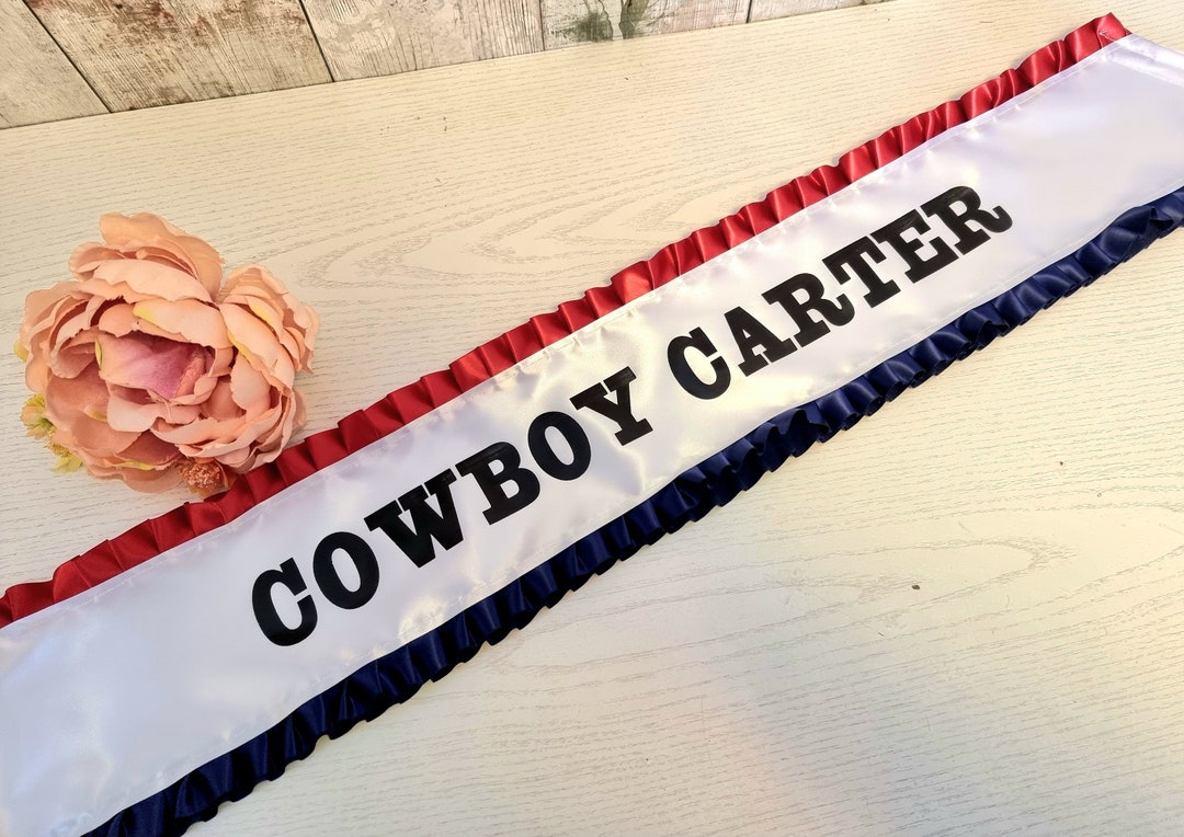 BEYONCE INSPIRED SASH Cowboy Carter Personalised Ribbon Texas Hold 'em ...