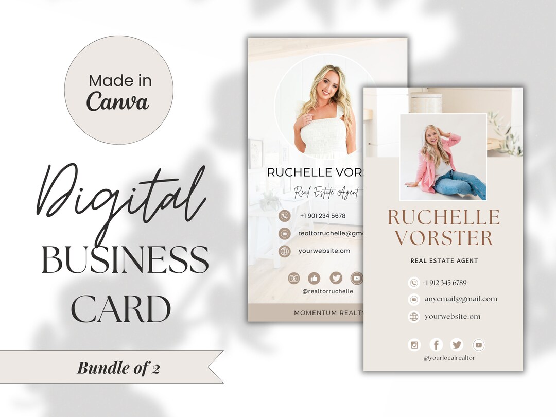 Realtor Digital Business Cards Real Estate Business Card Bundle Real ...