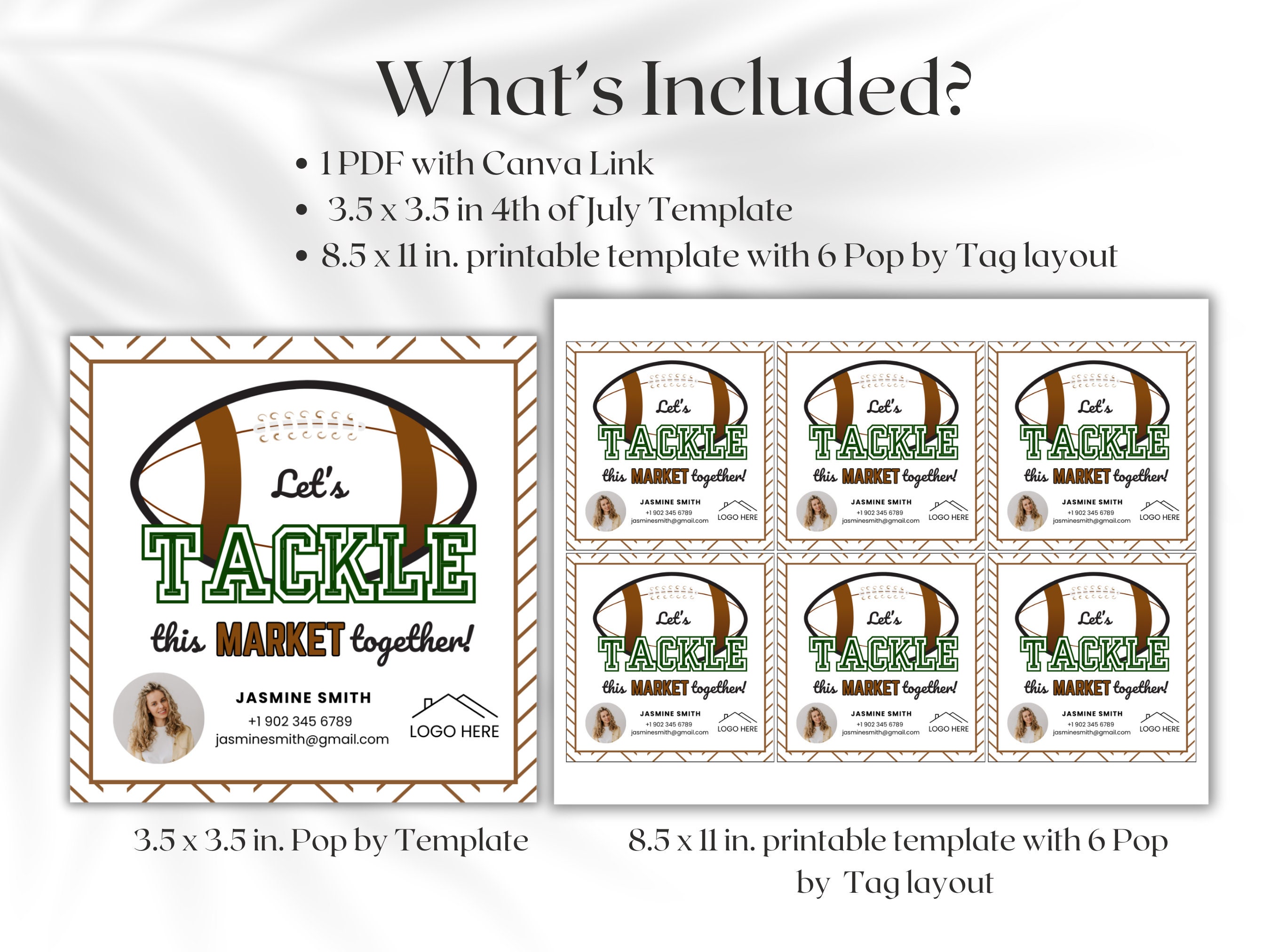 Football Theme Pop-by Tag for Realtor Marketing - Soccer Party Favor ...