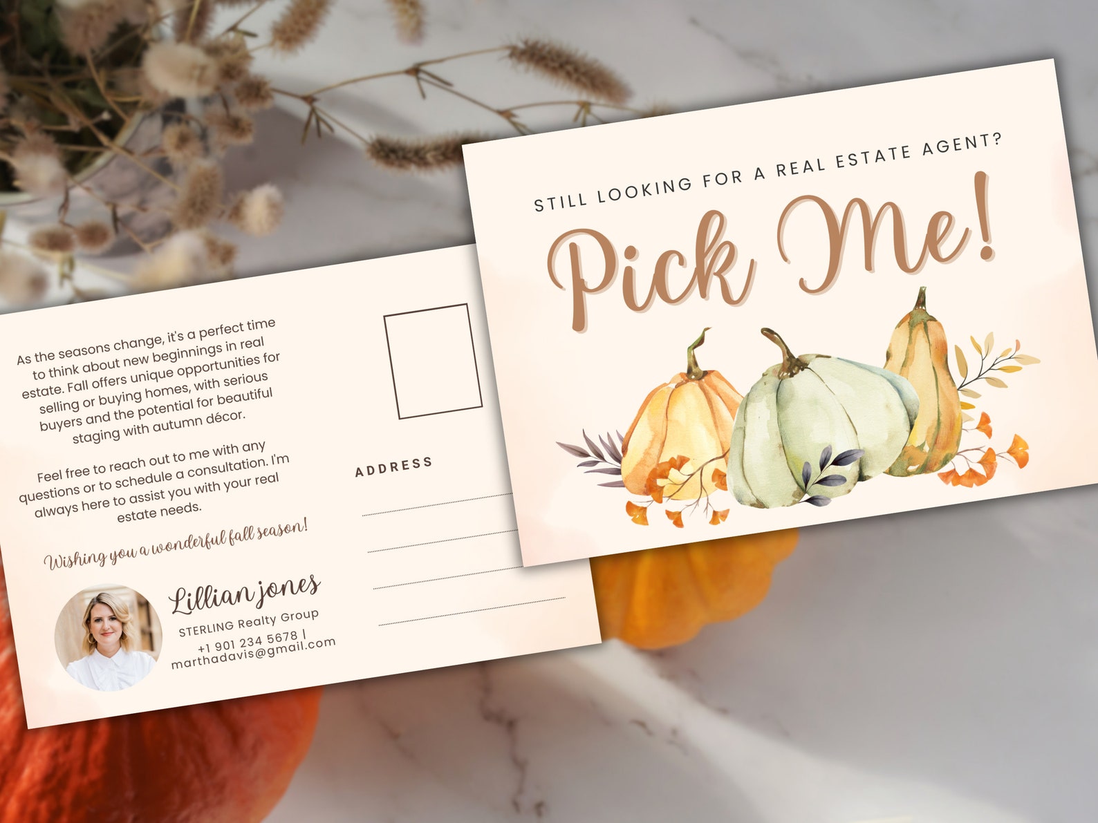 Fall-themed Real Estate Postcard Real Estate Mailer Realtor Farming ...