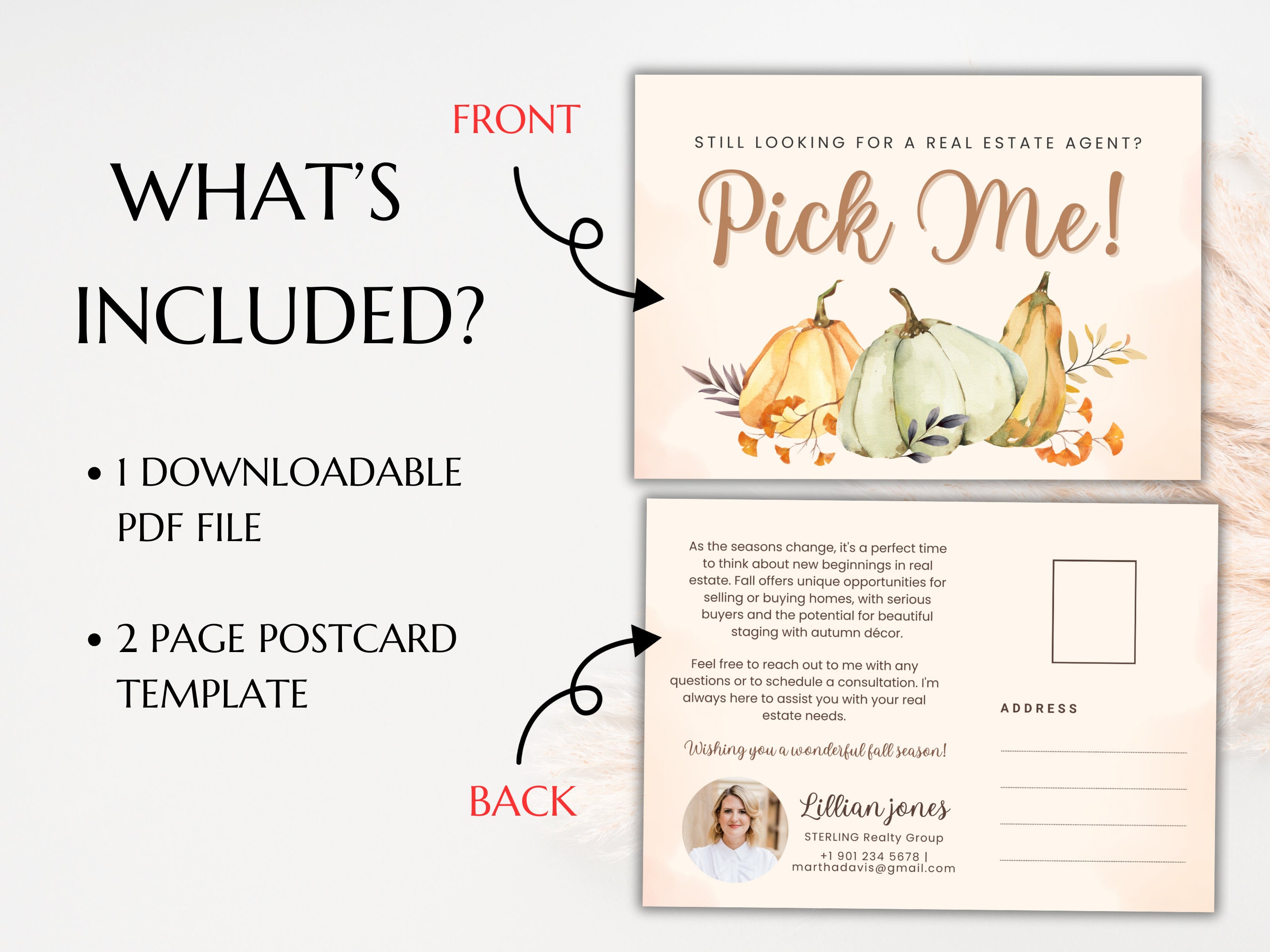 Fall-themed Real Estate Postcard Real Estate Mailer Realtor Farming ...