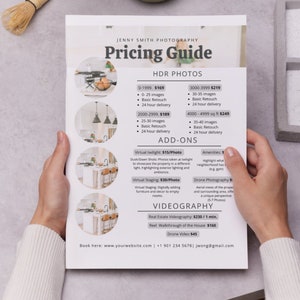 Photography Pricing Guide Template , Price List, Real Estate ...