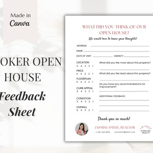 Editable Open House Feedback Form Printable Template , Real Estate ...