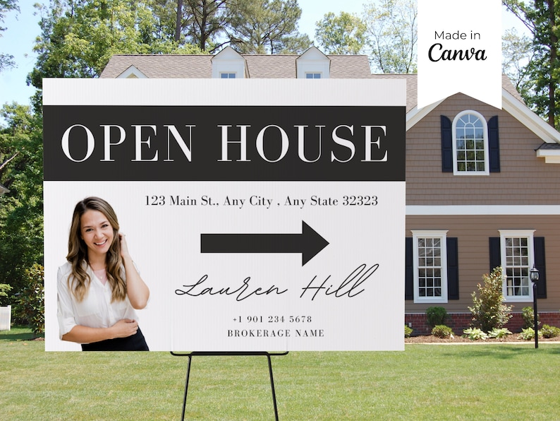 Customizable Open House Yard Sign Template DIY Real Estate Marketing - Etsy