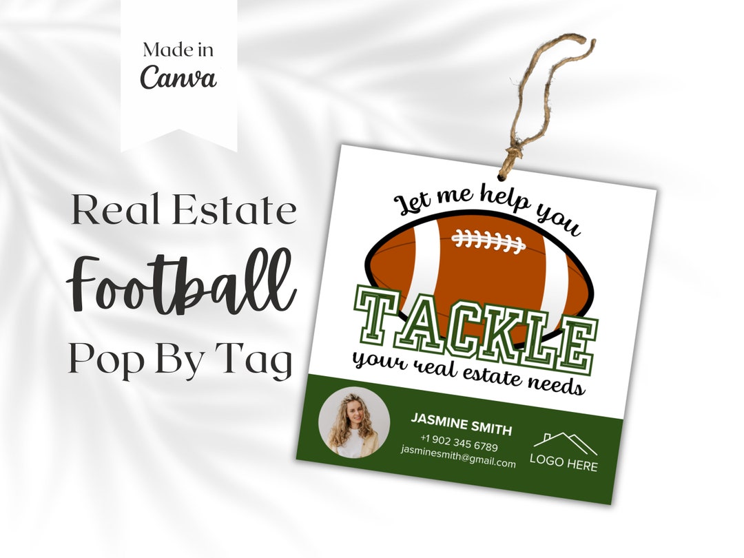 Football Theme Pop-by Tag for Realtor Marketing - Soccer Party Favor ...