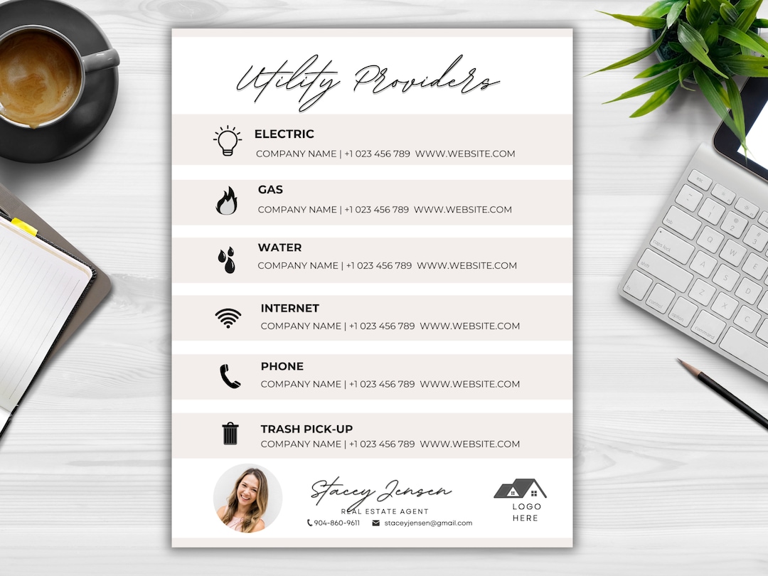 Utility Providers, Local Services, Utilities List, Utilities Template ...