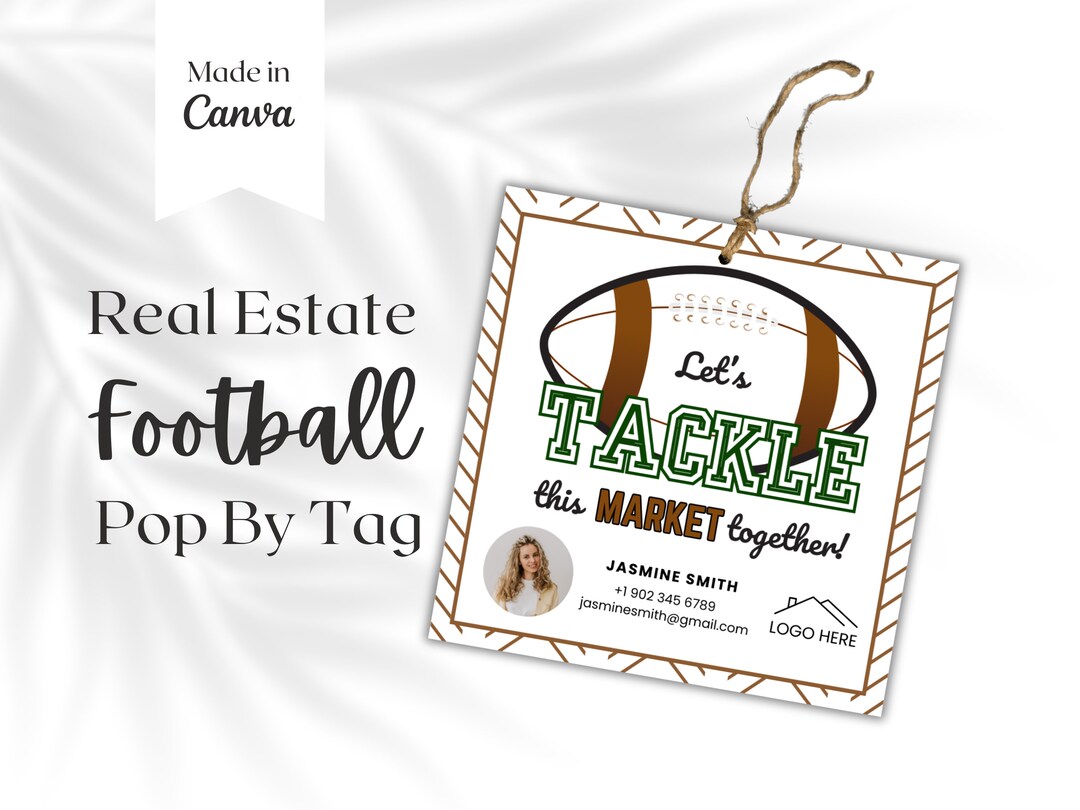Football Theme Pop-by Tag for Realtor Marketing - Soccer Party Favor ...