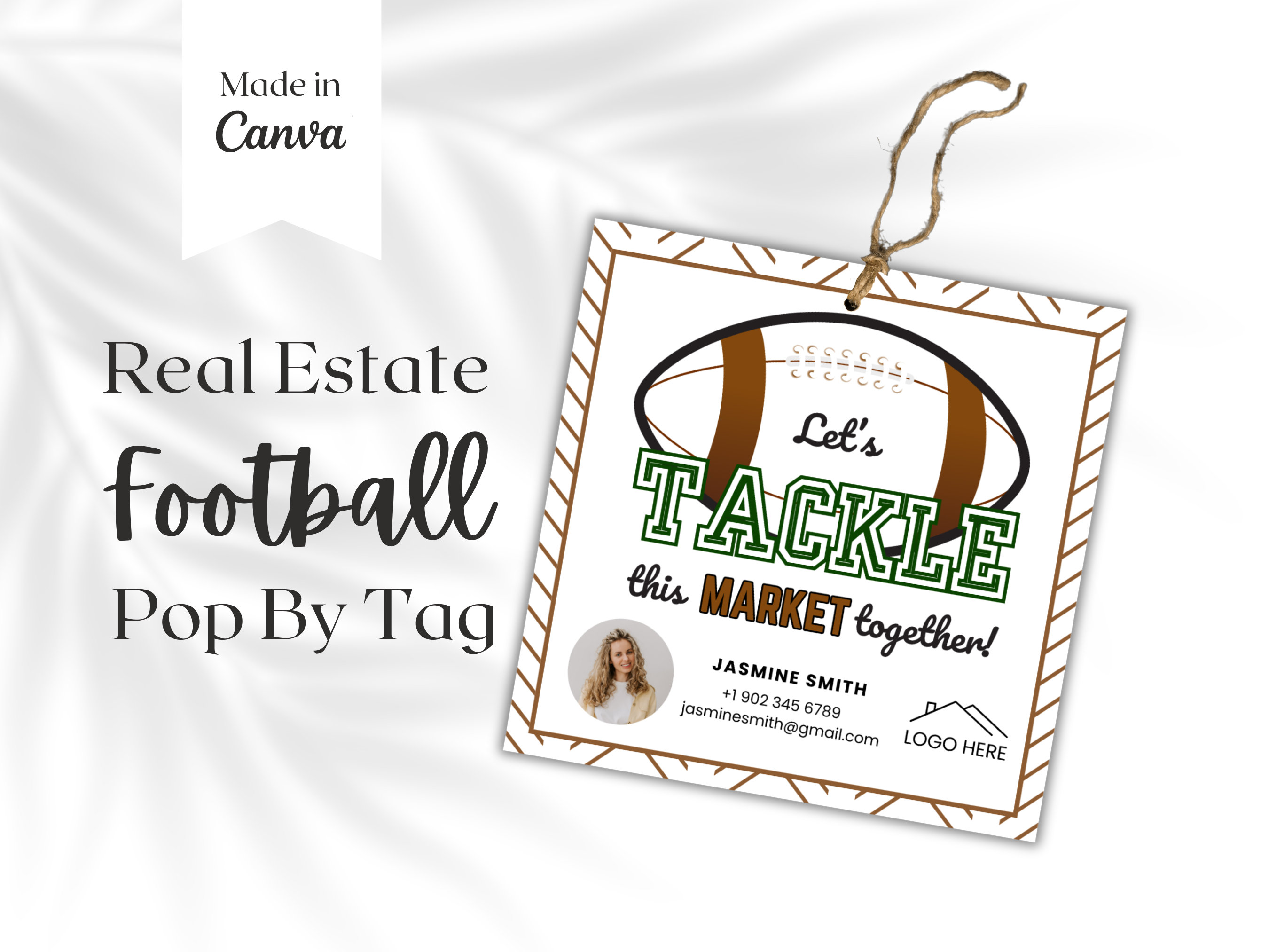 Football Theme Pop-by Tag for Realtor Marketing - Soccer Party Favor ...