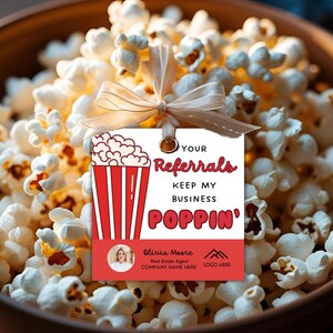 Popcorn Referral Pop by Tag, Printable Tags, Realtor Marketing, Real ...