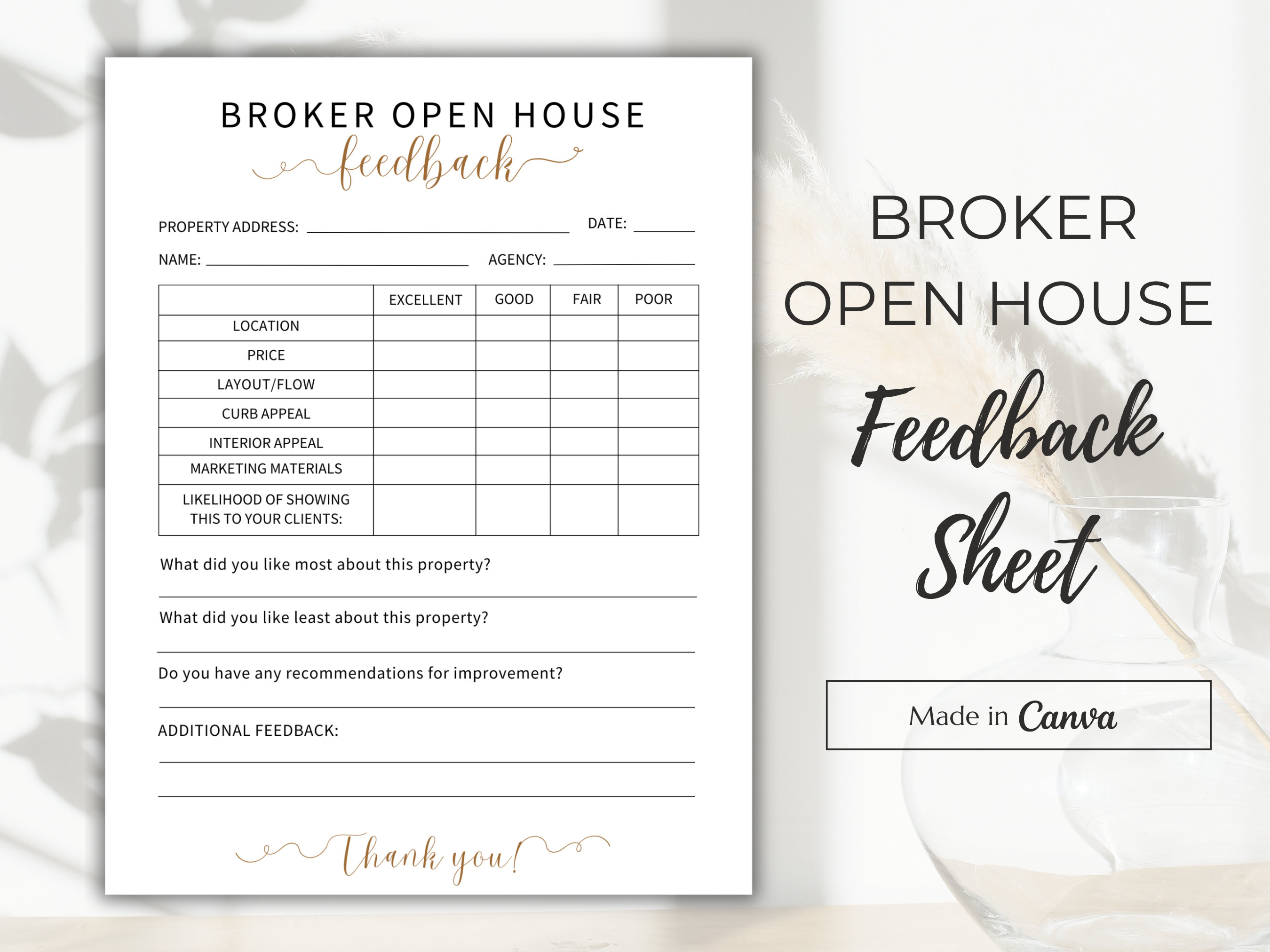 Broker Open House Feedback, Open House Feedback , Real Estate Marketing ...