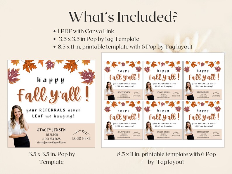 Autumn Themed Pop by Tag Template for Real Estate Agents - Instant ...
