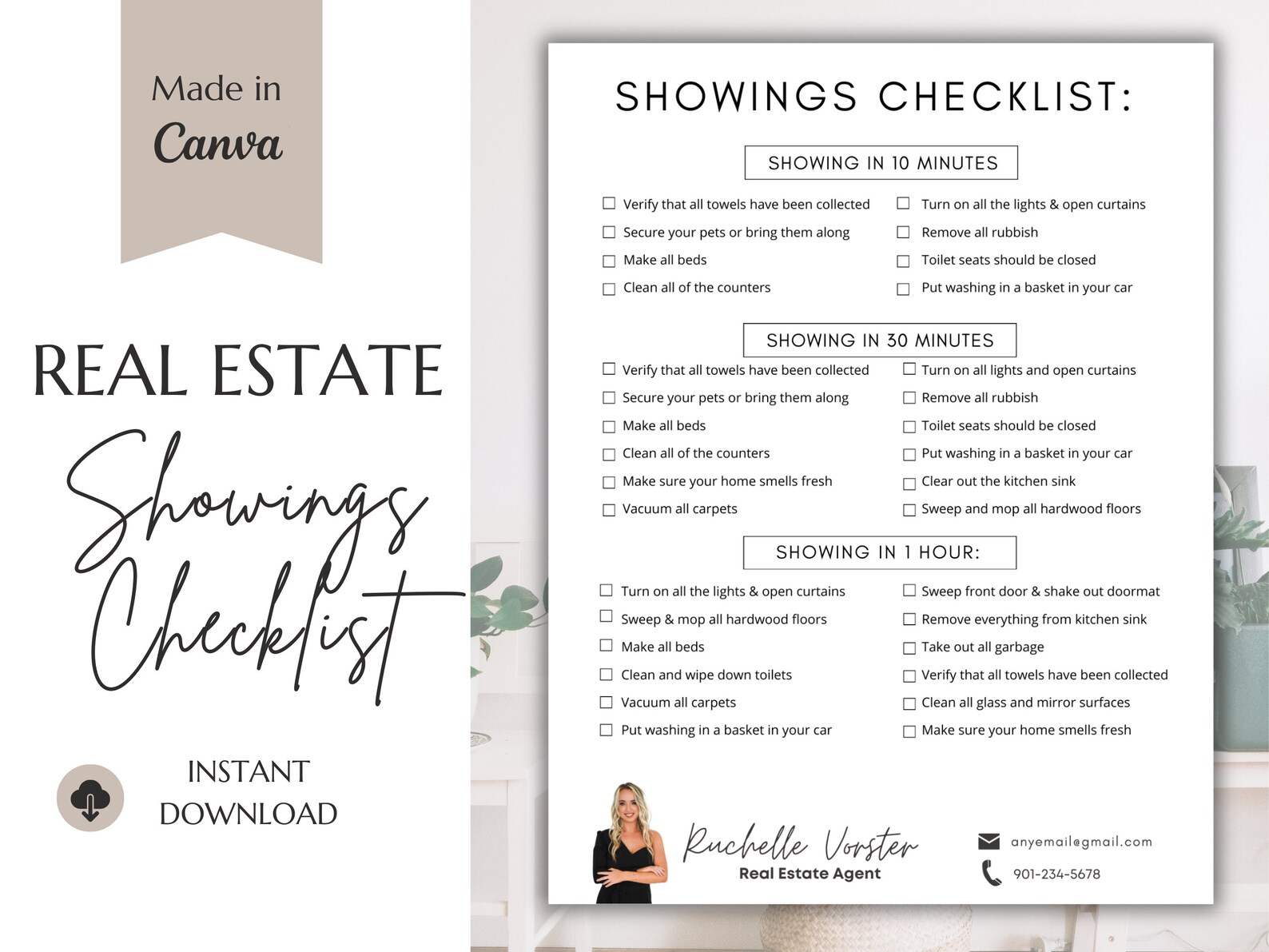 Real Estate Showings Checklist , Realtor Checklist, Home Showing ...