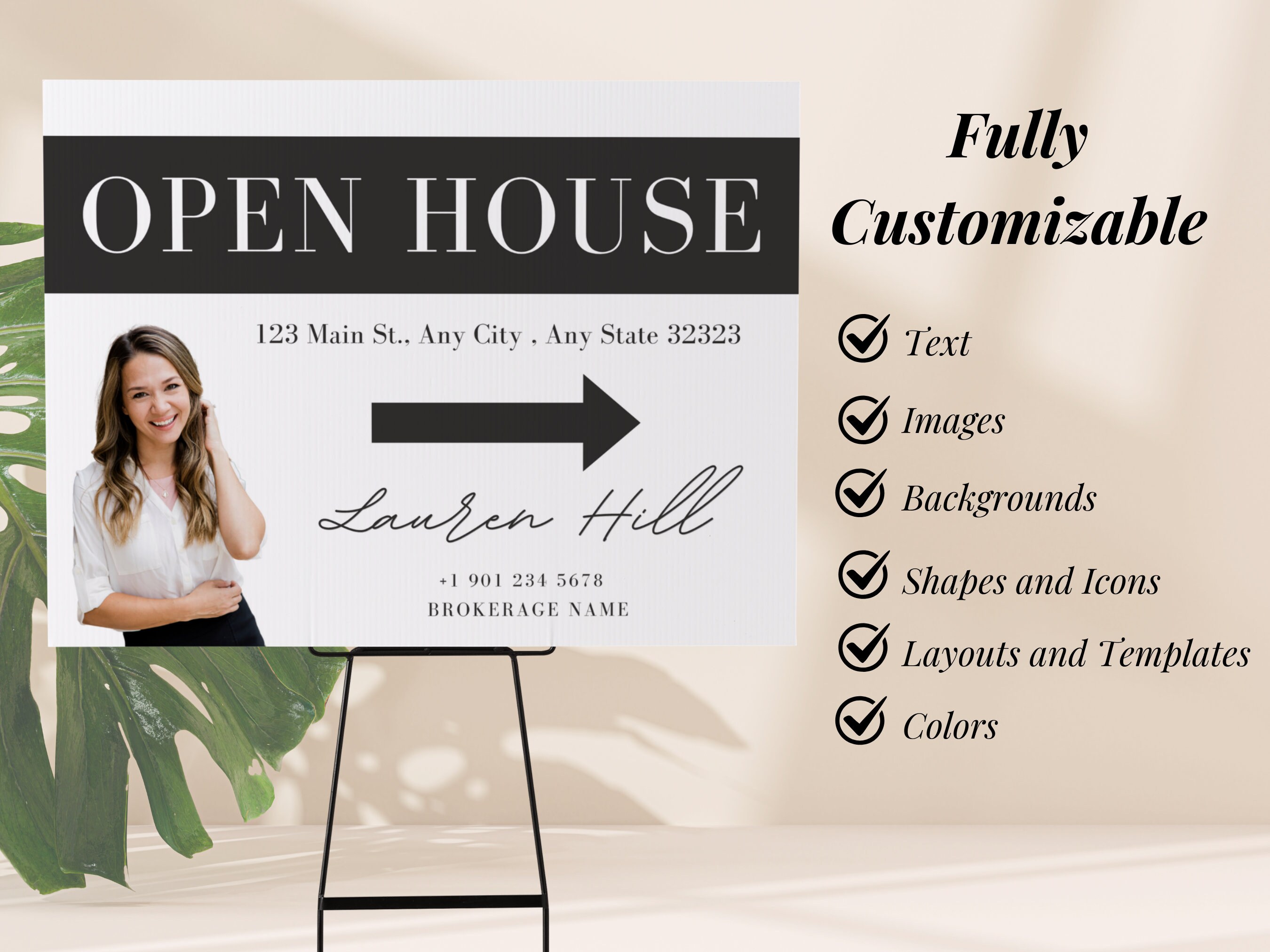 Customizable Open House Yard Sign Template - DIY Real Estate Marketing ...