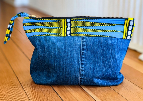 Up-cycled Lined Denim Diddy Bag - Gem