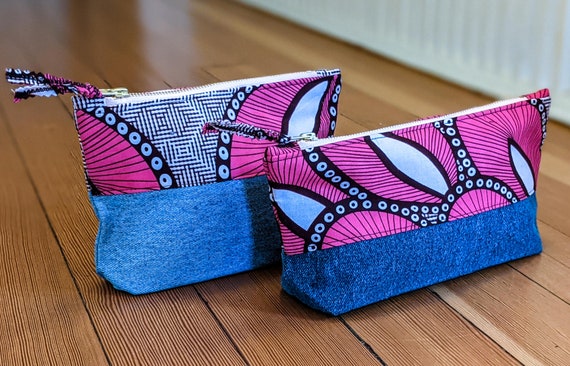 Up-cycled Matching Denim Diddy Bag Set - Gem