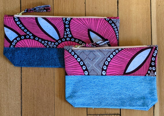 Up-cycled Matching Denim Diddy Bag Set - Gem