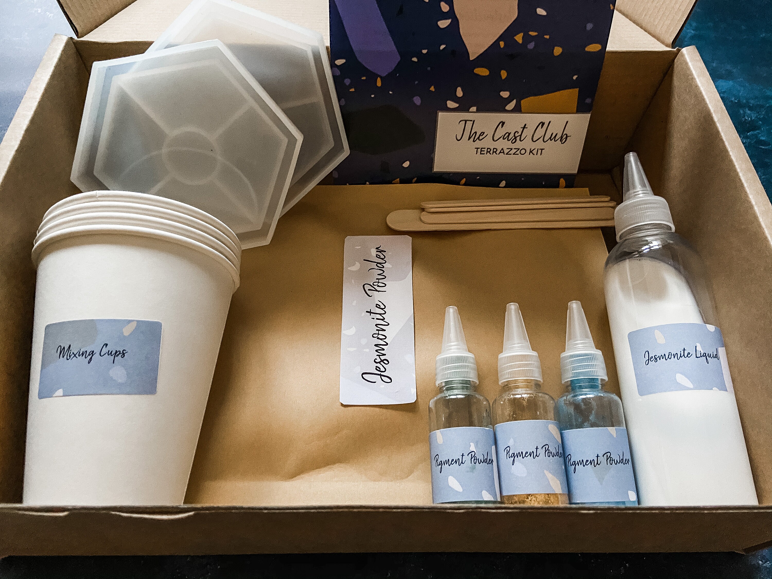 DIY Terrazzo Coaster Making Kit | Jesmonite Hexagon, Square, Oval ...