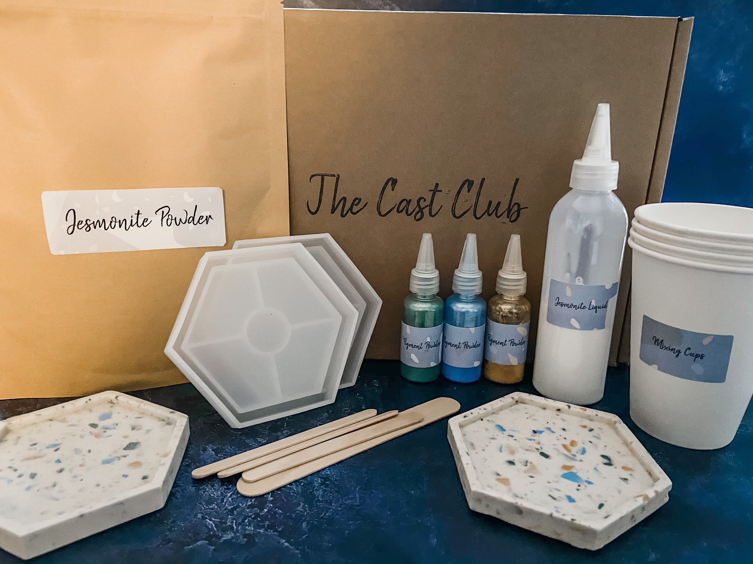 DIY Terrazzo Coaster Making Kit | Jesmonite Hexagon, Square, Oval ...