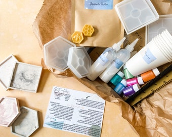 DIY Terrazzo Coaster Making Kit Jesmonite Hexagonal Square | Etsy UK