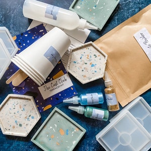 DIY Terrazzo Coaster Making Kit | Jesmonite Hexagon, Square, Oval ...
