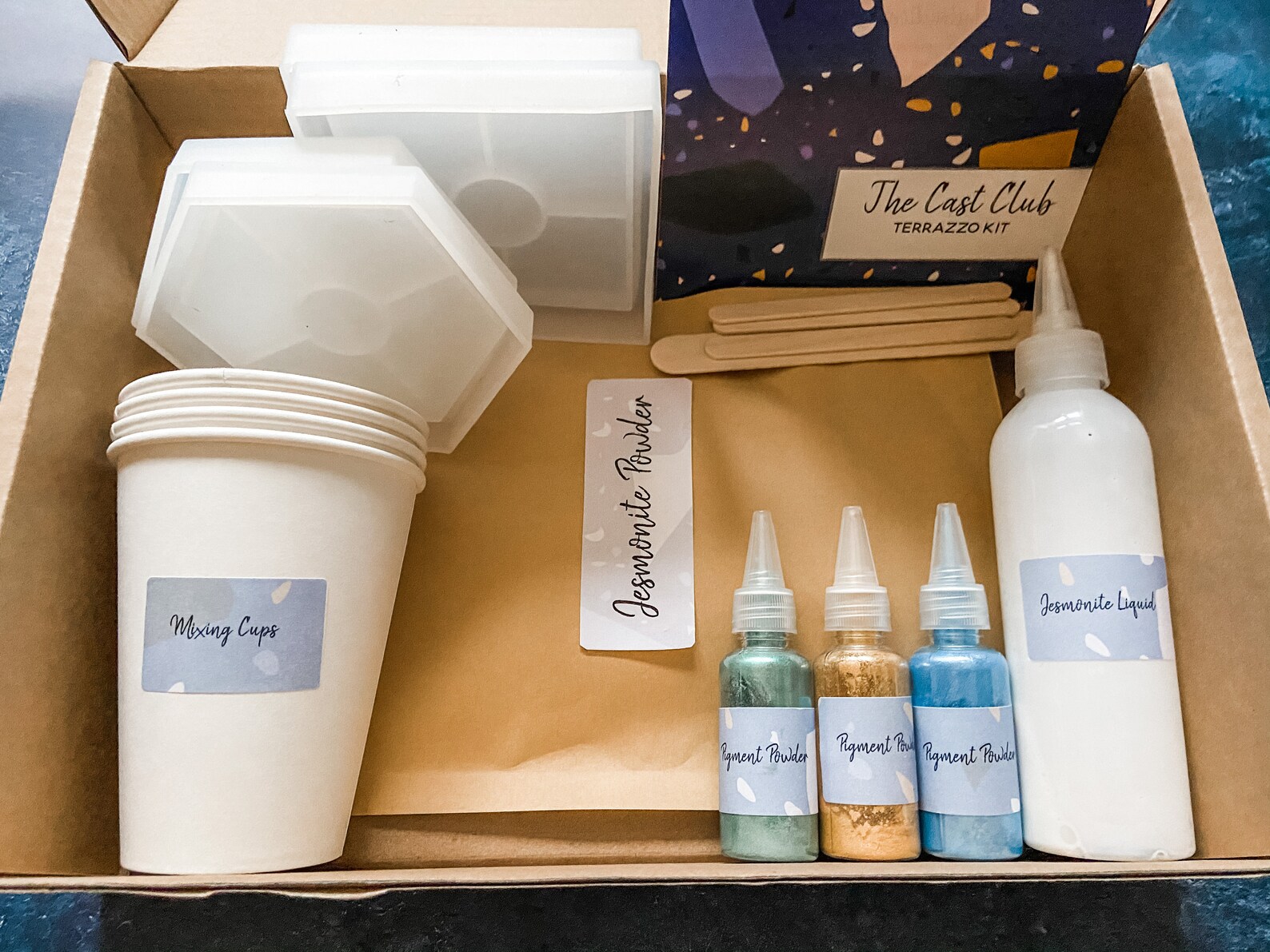 DIY Terrazzo Coaster Making Kit | Jesmonite Hexagon, Square, Oval ...