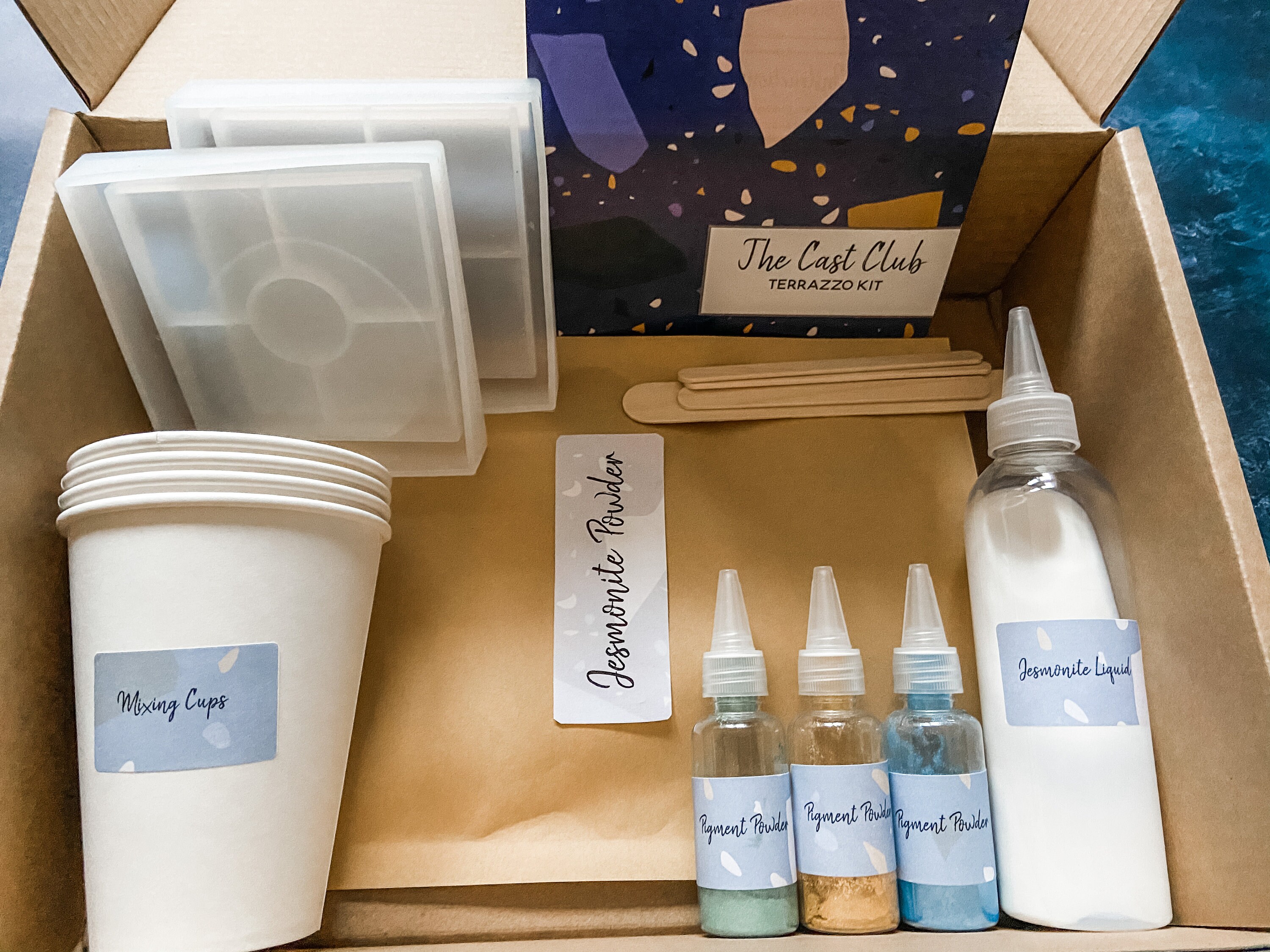 DIY Terrazzo Coaster Making Kit | Jesmonite Hexagon, Square, Oval ...