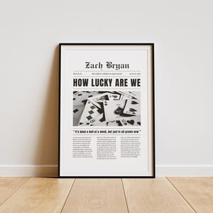 Zach Bryan Retro Newspaper Art Print, 28 Lyrics, Zach Bryan Album ...