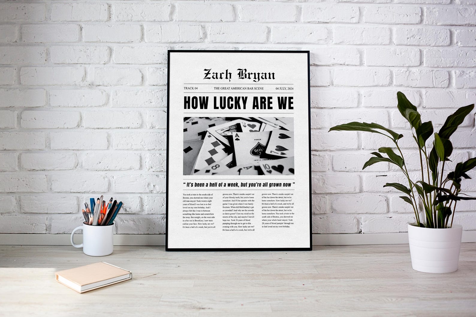 Zach Bryan Retro Newspaper Art Print, 28 Lyrics, Zach Bryan Album ...