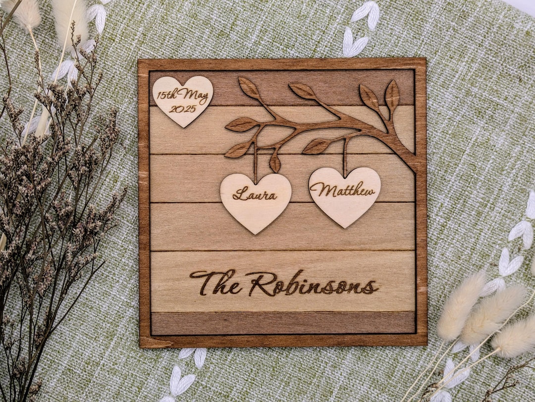 Custom Engraved Wooden Tree Branch Sign | Personalised 3D Wood Frame ...