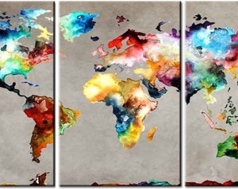 3 Panel World Map - Etsy UK