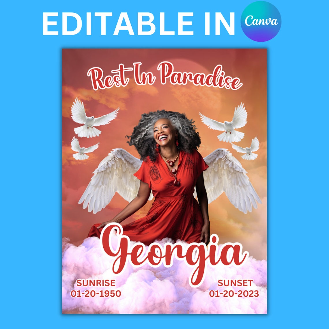 Rest in Paradise MEMORIAL DESIGN TEMPLATE, Memorial T-shirt Design ...
