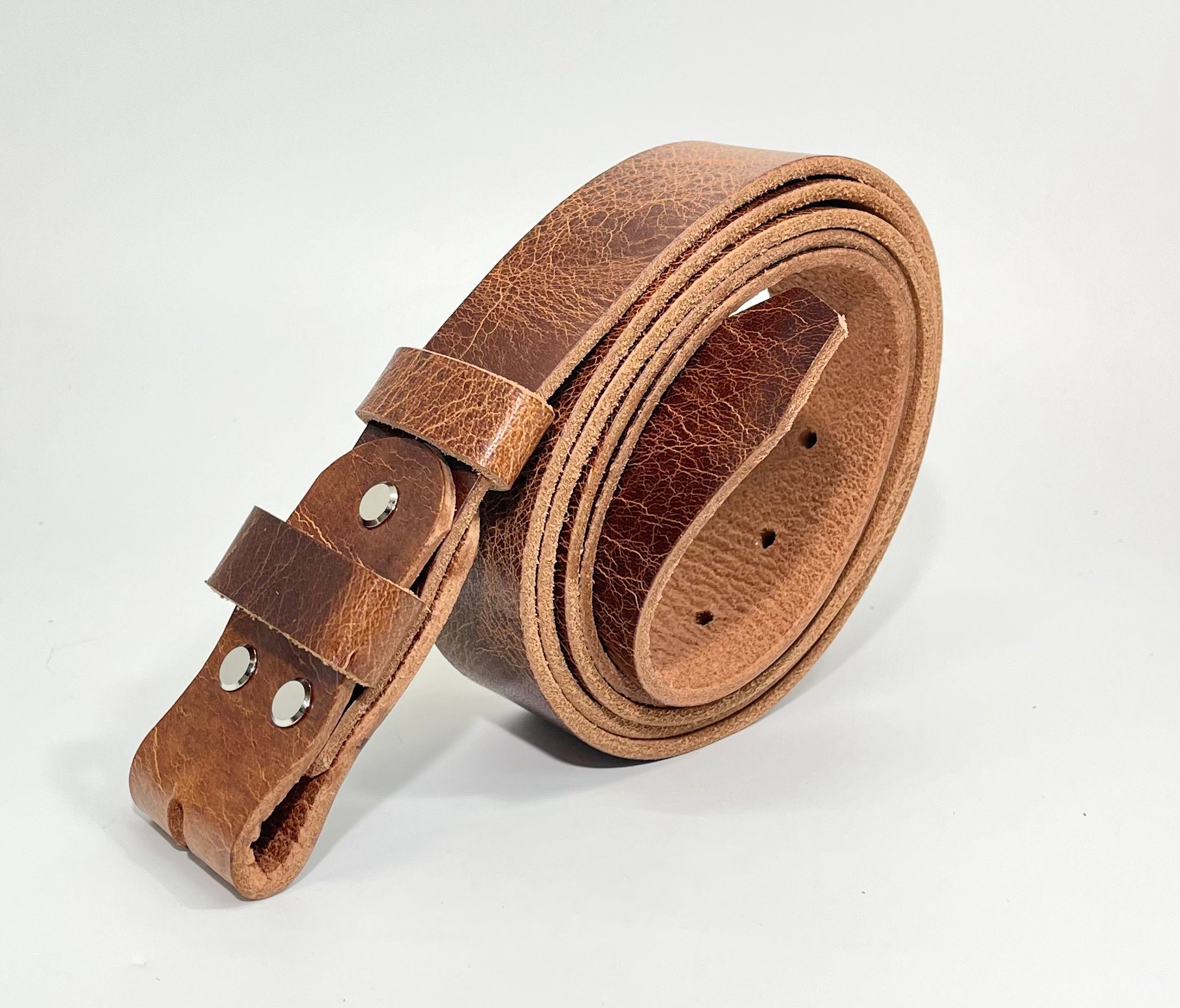 Heavy Duty Leather Belt Without Buckle With Length Variation | Handmade ...