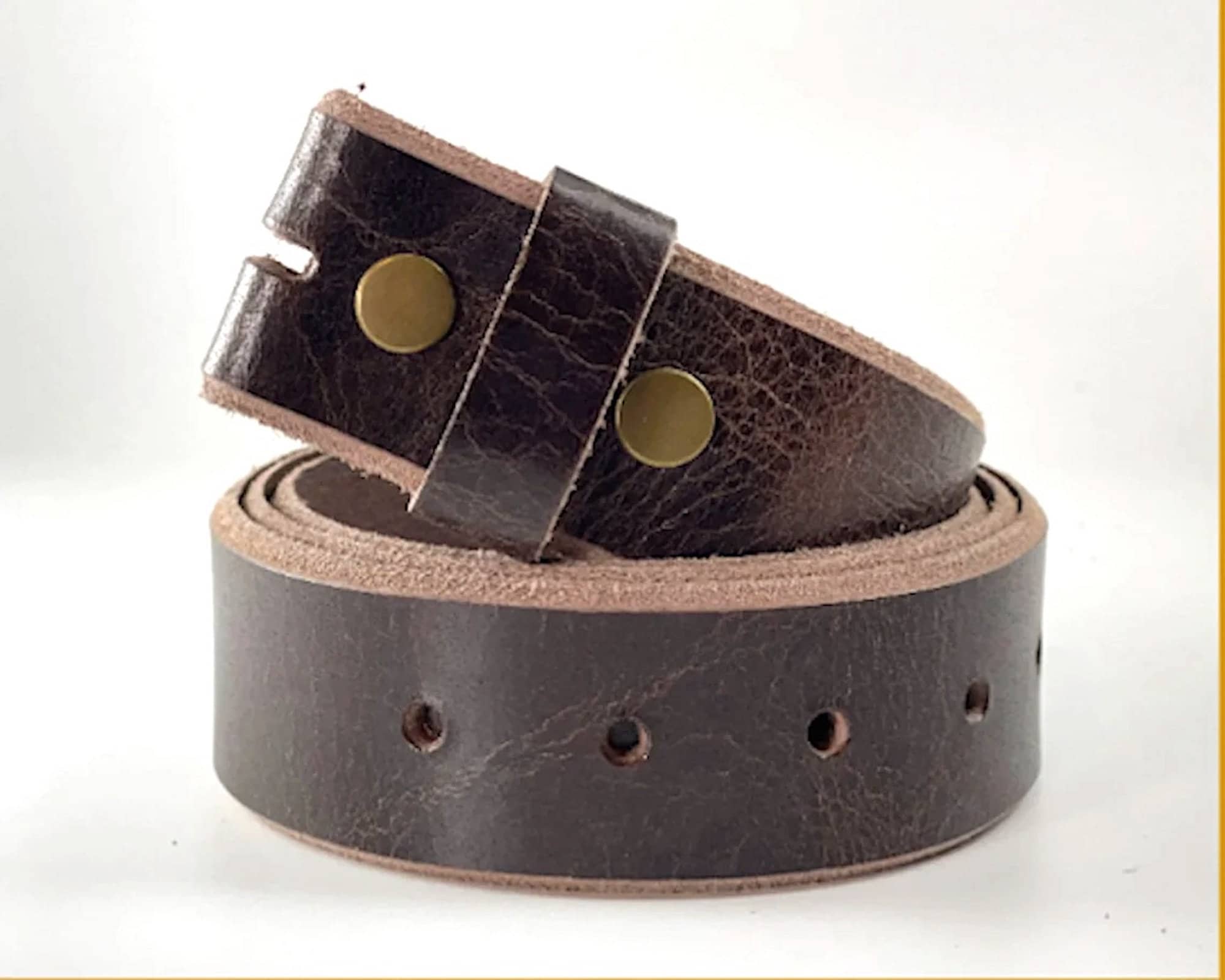 Leather Belt Without Buckle 1.25" ( 32mm) Vintage Look Leather Belt ...