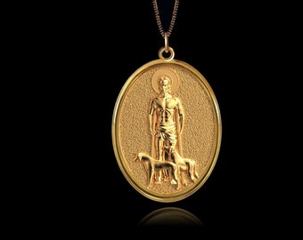 Saint Lazarus Medal 14k Solid Gold San Lazarus Pendant, St Lazarus ...