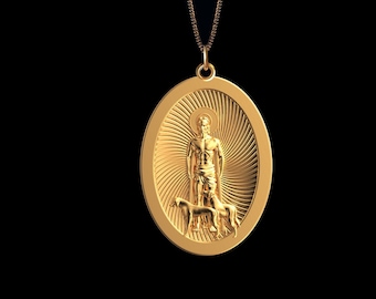 Saint Lazarus Medal 14k Solid Gold San Lazarus Pendant, St Lazarus ...