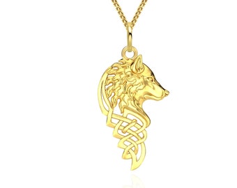 Solid Gold Wolf Necklace - Etsy