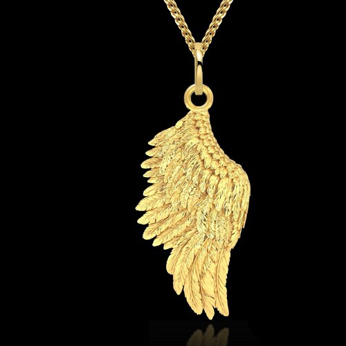 Gold Wing Necklace 14k Solid Gold Wing Pendant Angel Wing - Etsy