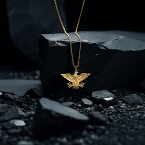 Gold Eagle Pendant 14k Solid Gold Eagle Necklace - Etsy