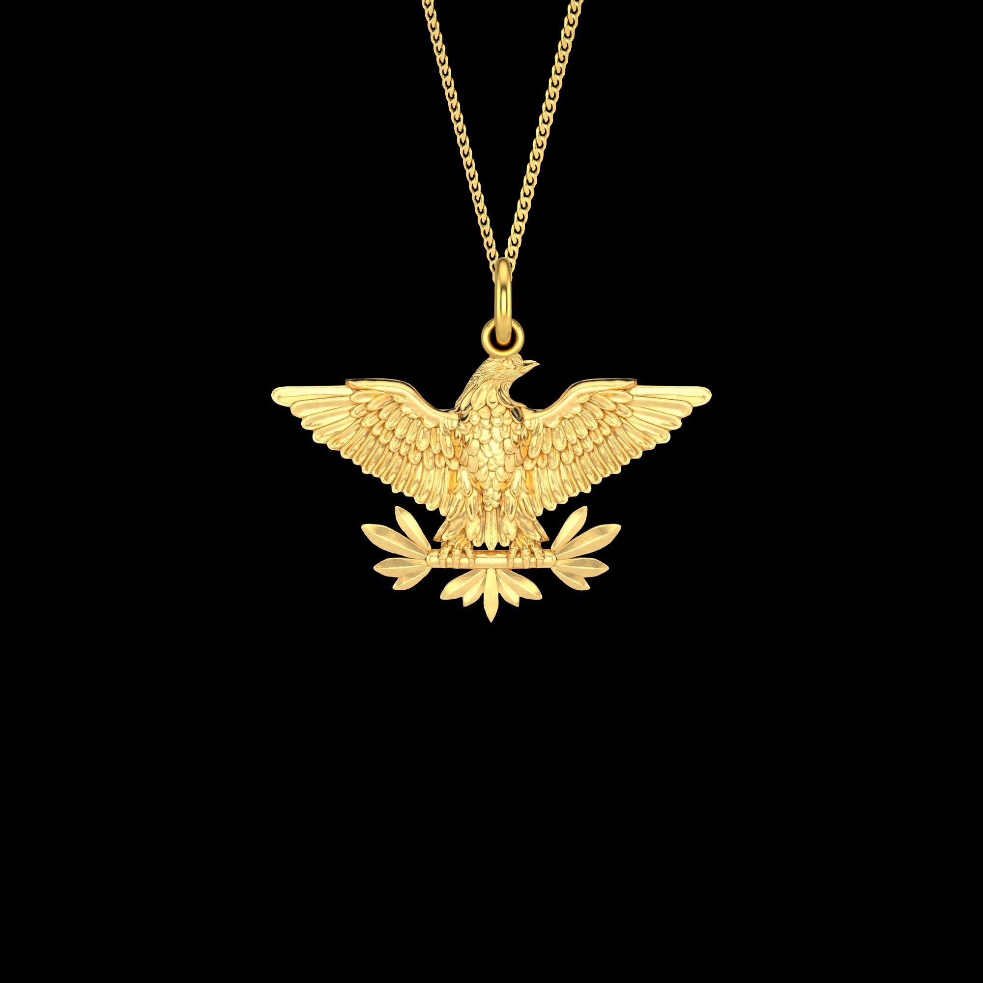 Gold Eagle Pendant 14k Solid Gold Eagle Necklace - Etsy