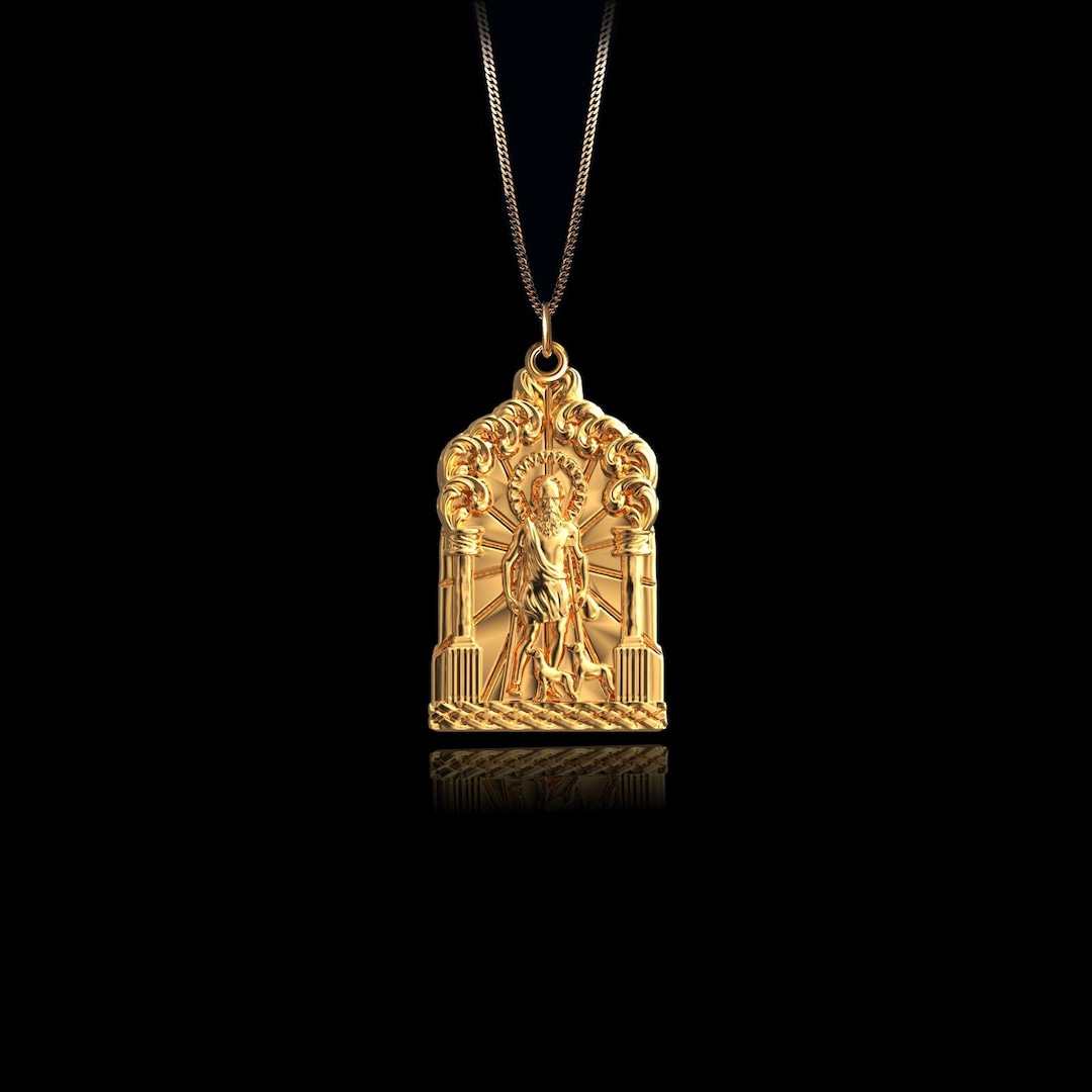 Gold Saint Lazarus Pendant 5 14k Solid Gold San Lazarus Pendant, St ...